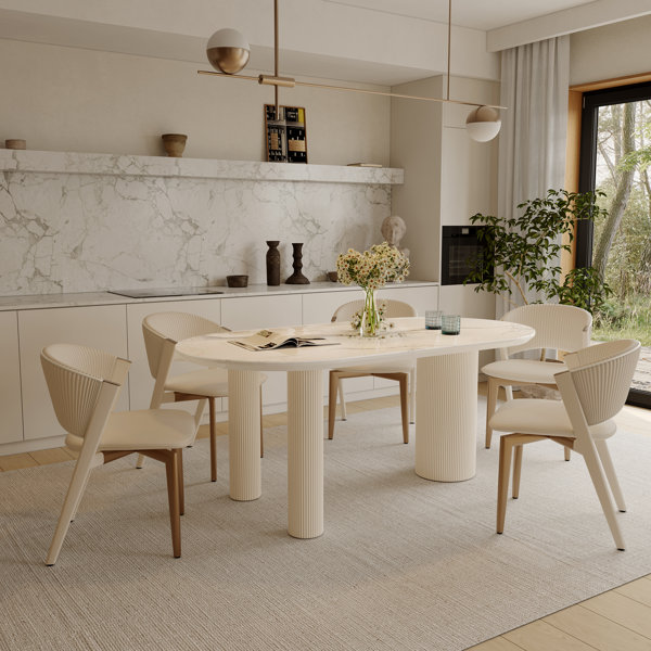 Orren Ellis Luxe Creamy Dining Table with Roman Column Legs & Reviews - Wayfair Canada